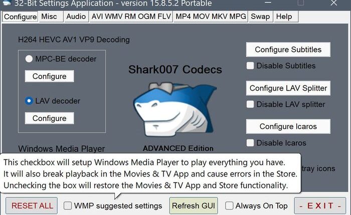 Advanced Codecs tool – portable codec solution Windows 10, 11 – Webllena
